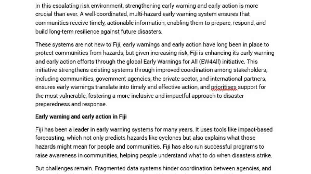 Early warning and early action in Fiji | UNDRR